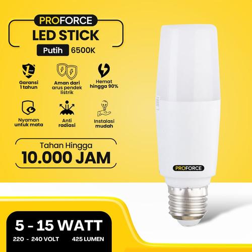 Jual Lampu LED Proforce Stick Bulb 5/9/12/15 Watt Warna Putih 6500K ...