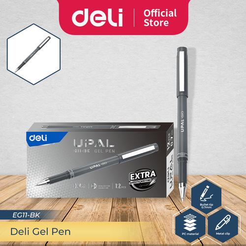 Promo Deli Pulpen Gel / Pulpen Gel 0.7mm Tinta Hitam Penulisan Halus 12 ...