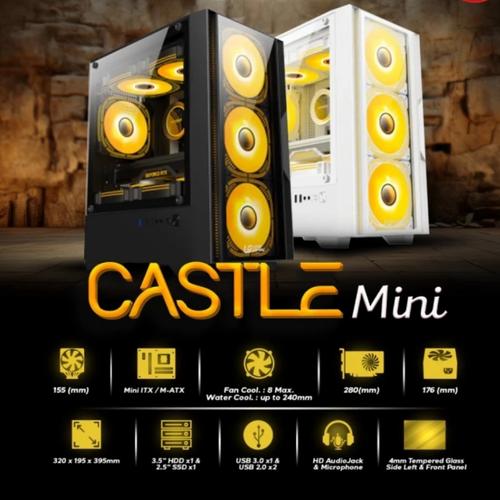 Jual Casing PC Gaming Hose Castle Mini Black / White Tempered Glass ...