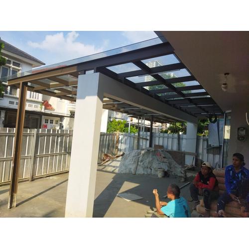 Jual Atap canopy kaca kanopi carport teras rangka galvanis baja besi ...