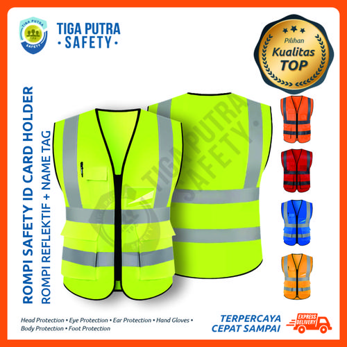 Jual Rompi Safety Proyek ID Holder 5 Saku / Rompi reflektif - Hijau ...