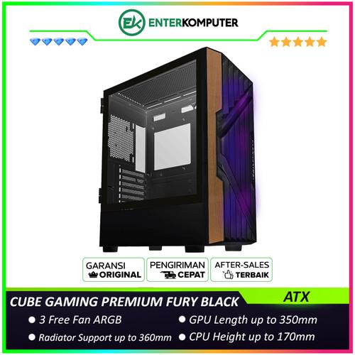 Promo CUBE GAMING PREMIUM FURY BLACK - ATX Gaming Case - Front Mesh ...