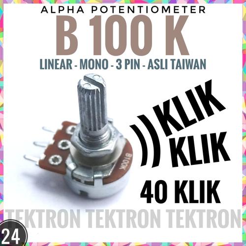 Jual ALPHA Potentiometer B100K 40 Klik Mono Asli Taiwan B104 104 ...