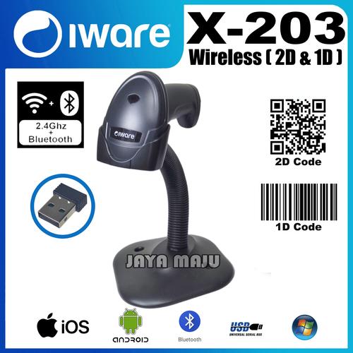 Jual 2D IWARE X-203 WIRELESS BARCODE SCANNER BLUETOOH+2.4G QR CODE-E ...