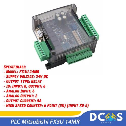 Jual Plc Mitsubishi Fx3U 14Mr 8Di 6Do 6Ad 2Da- Rs232 Rs485 Modbus Rtu ...