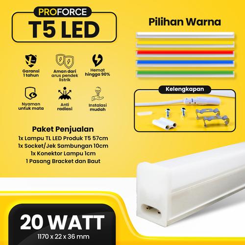Jual Lampu TL LED Proforce T5 20 Watt Panjang 120 CM Warna Warni ...