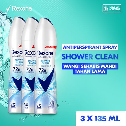 Promo Rexona Antiperspirant DEODORANT SPRAY Shower Clean 135ml [Triple ...