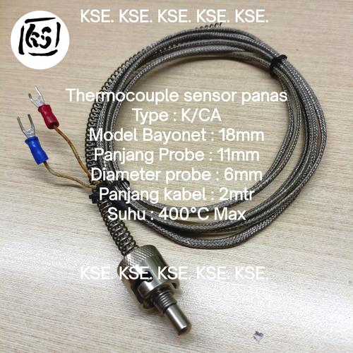 Jual sensor panas Thermocouple BAYONET Ulir 18mm type K(CA)(pjg kabel ...