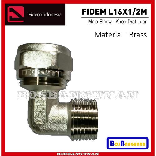 Jual Knee Drat Luar FIDEM L16X1/2M - FIDEM L16X1/2M Male Elbow Material Kuningan / Fitting Pipa ...