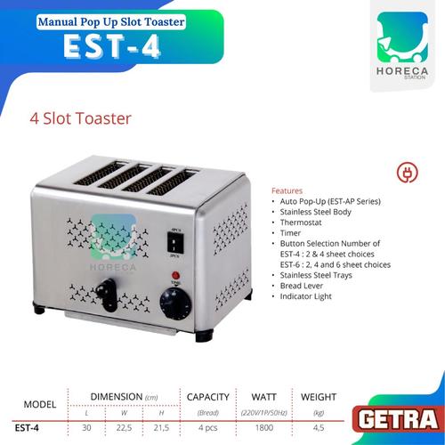 Jual GETRA Manual Pop Up Slot Toaster (Pemanggang Roti Elektrik) EST-4 ...
