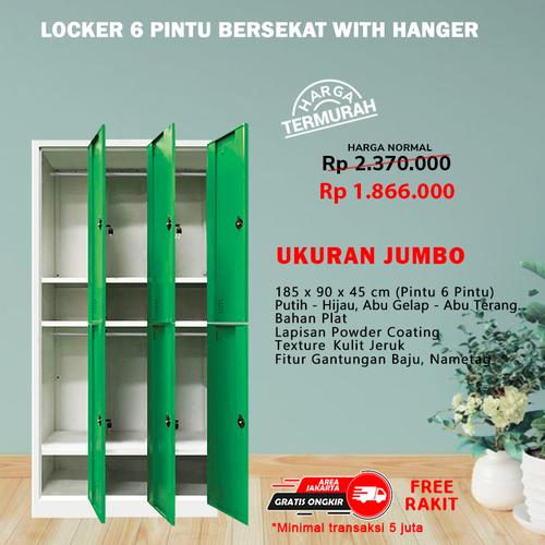 Jual LOCKER 6 PINTU BERSEKAT DENGAN HANGAR - Hijau - Jakarta Timur ...
