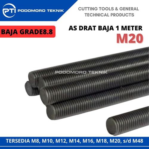 Jual As Drat Baja 8.8 M20 x 1 Meter Long Drat Baja Hitam Grade 8.8 - Kab. Bekasi - PODOMORO ...