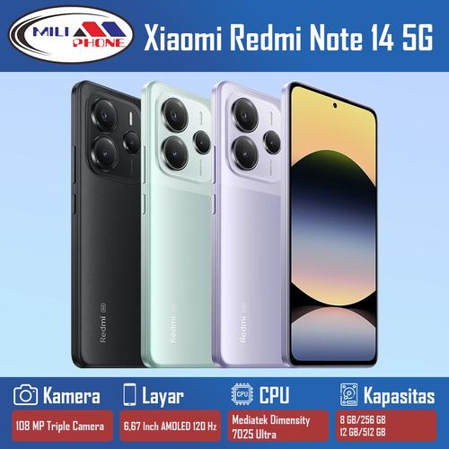 Jual XIAOMI REDMI NOTE 14 5G GARANSI RESMI 1 TAHUN - 8 GB/256 GB, Green ...