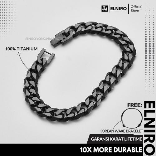Promo Gelang Titanium Asli Rantai Fashion Gift Tangan Pria Wanita Cowok B.1 - BLACK, L (20cm ...