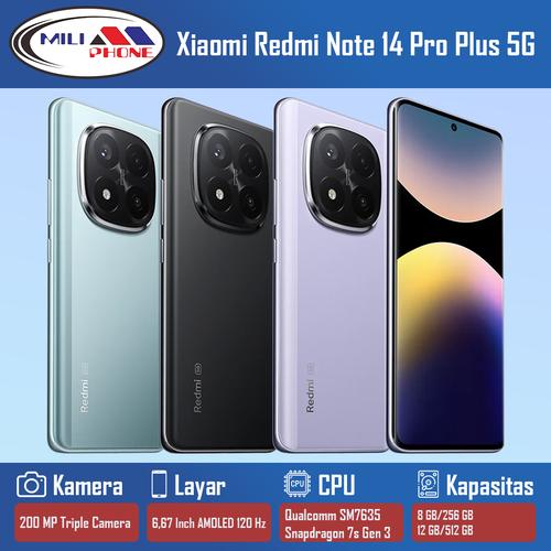 Jual XIAOMI REDMI NOTE 14 PRO PLUS 5G GARANSI RESMI 1 TAHUN - 8 GB/256 ...