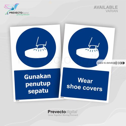 Jual Sticker Safety Sign K3 Wajib APD Gunakan Penutup Sepatu | Wear ...