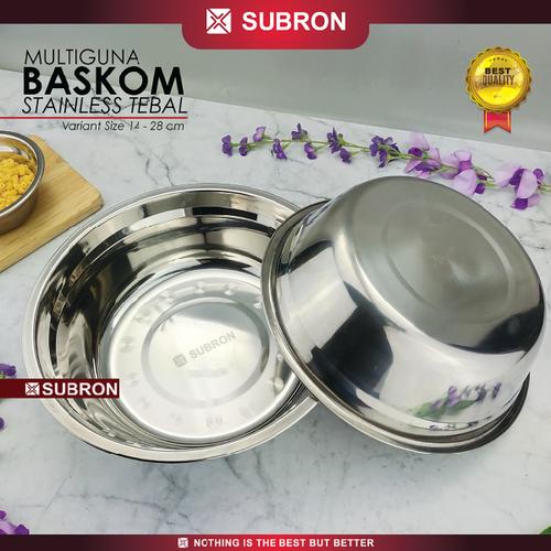 Promo SUBRON Baskom stainless steel 26 cm 28 cm tebal multifungsi ...