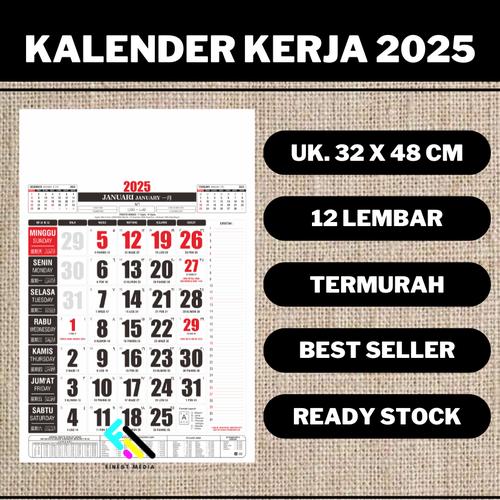 Promo OBRAL KALENDER DINDING 2025 UMUM - KALENDER KERJA UKURAN STANDAR ...