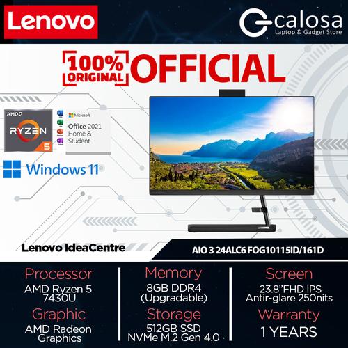 Promo PC Lenovo IdeaCentre AIO 3 24ALC6 15ID 16ID AMD Ryzen 5-7430U RAM ...