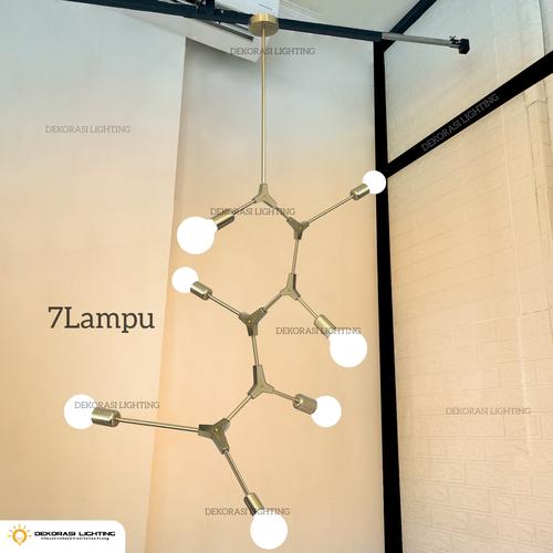 Jual Lampu gantung void tangga gold hitam flexible 4Lampu 7Lampu ruang ...