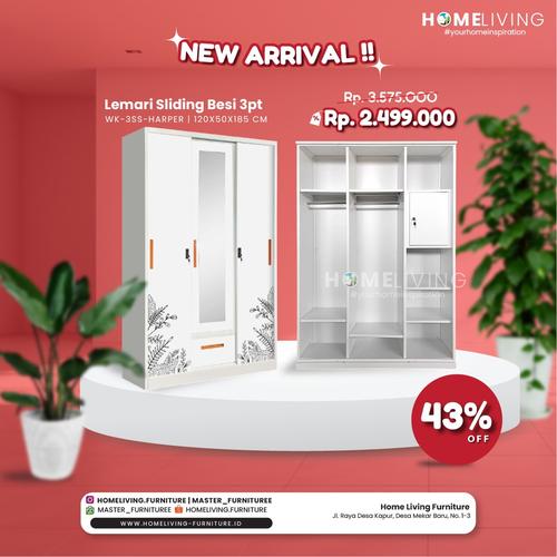 Jual Lemari Besi Sliding 3 Pintu / Lemari Sliding Pontianak / Lemari Sliding Modern Pontianak ...
