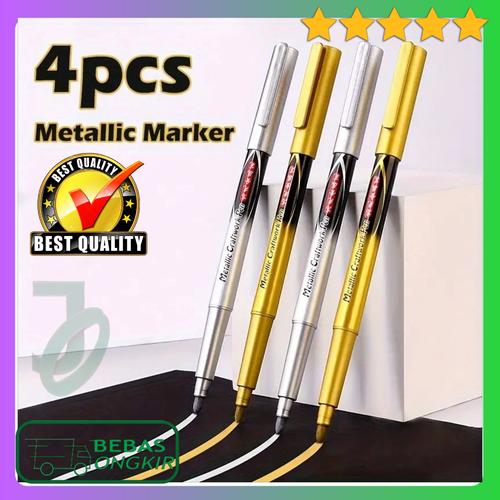 Jual Spidol Permanen Marker Metallic Chrome Gold Silver 1.5mm 4 Pcs ...