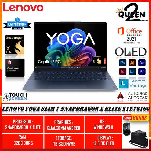 Jual Laptop Yoga Slim 7x Snapdragon X Elite X1E78100 Ram 32GB SSD 1TB ...