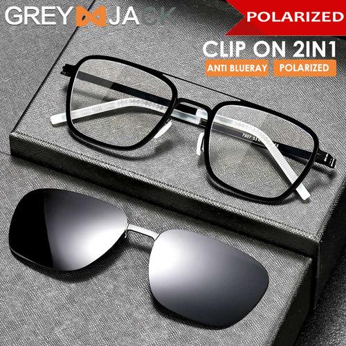 Promo Grey Jack Kacamata Clip On 2in1 Model Aviator Kotak Free Clip Lens Polarized Anti Silau ...