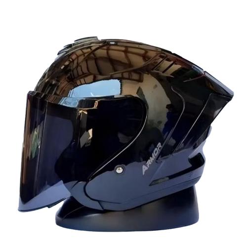 Jual Helm Pria JS Armor Black Original - Helm Half Face Pria Wanita SNI ...