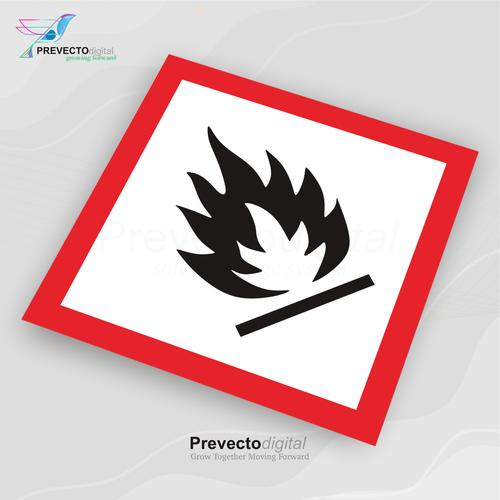 Jual Sticker Simbol Label K3 Limbah B3 Hazmat Label B3 Mudah Terbakar ...