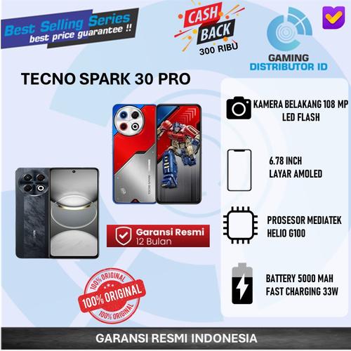 Promo TECNO Spark 30 Pro 8Gb 128Gb Garansi Resmi Tecno 1 Tahun - OPTIMUS PRIME Cicil 0% 3x ...