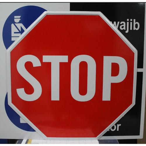 Jual Safety Sign Rambu Lalu Lintas DILARANG BERJALAN TERUS Stiker ...