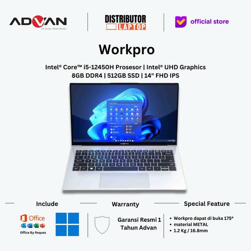 Promo ADVAN Laptop WorkPro i5-12450H 8GB 512GB SSD 14" IPS W11 Work pro ...