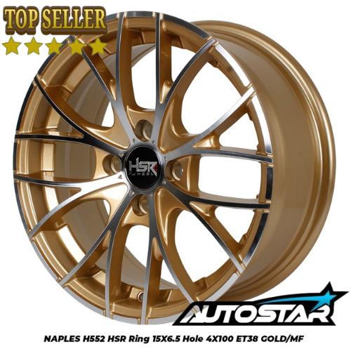 Jual VELG MOBIL RACING HSR MODEL NAPLES H552 HSR R15X65 H4x100 ET38 GOLD/MF PCD 4x100 : Cherry ...