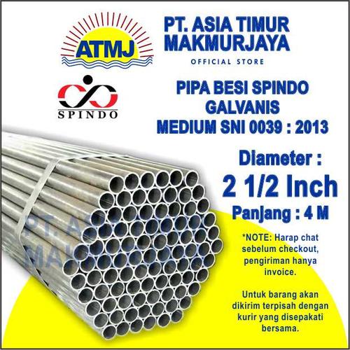 Jual Pipa Besi Galvanis 2 1/2 Inch Panjang 4 Meter Merk Spindo Tipe Medium SNI 0039 : 2013 ...