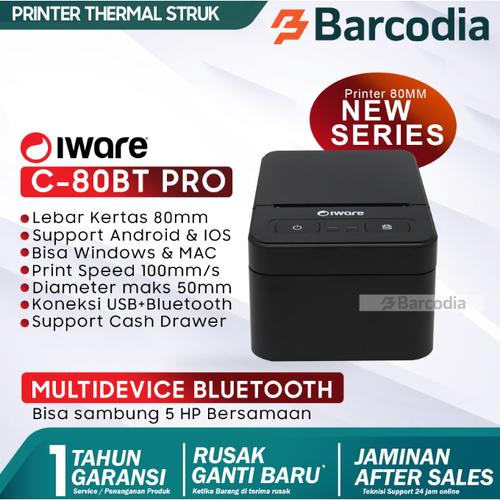 Promo Printer Bluetooth Thermal 80mm Iware C80BT PRO - C80BT + 10 Rol ...