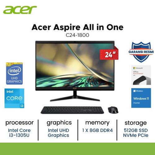 Promo ACER AIO Aspire C24-1800 I3-1305U 8GB 512GB SSD W11+OHS 23.8 inch ...