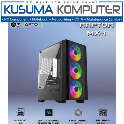 Jual Casing PC Raptor MX-1 MX1 + 3 Fan Micro ATX Gaming Case - Kab ...
