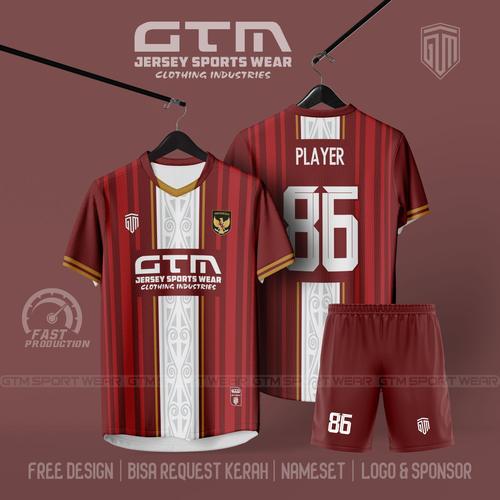 Jual Jersey Bola Futsal Maroon Putih Kerah Vneck Tumpuk ~ Free Custom ...
