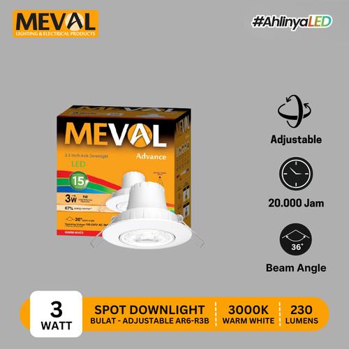 Promo MEVAL Lampu LED Spot Downlight Axis Adjustable - Kotak, 3W-2.5 ...