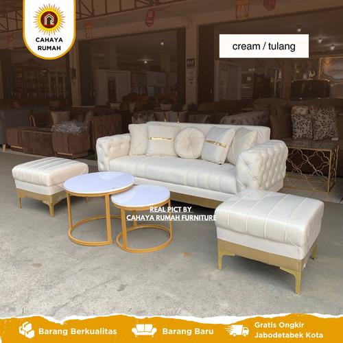 Jual Sofa Naira 3 + 2 stool + meja Granit | Sofa Ruang Tamu Mewah ...