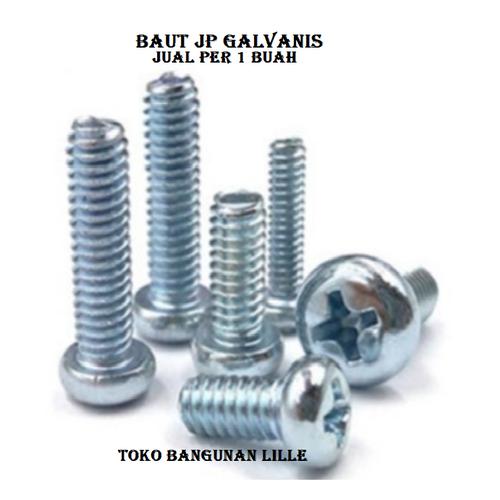 Jual Baut JP M 4 x 50 mm Baut Kepala Obeng Plus Bulat Galvanis Pan Head Bolt Kepala 4 x 5 cm ...