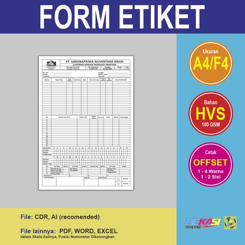 Jual Cetak Offset Form / Label / Etiket - Art Paper / HVS 100 GSM - HVS ...