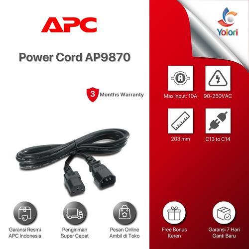 Jual Kabel Power UPS APC AP9870 C13-C14 Panjang 2,5m 10A - Jakarta ...