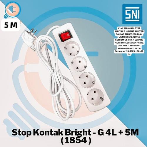 Jual V144 TERMINAL 5M STOP KONTAK 4 LUBANG 5 METER M SAKLAR ON OFF ...