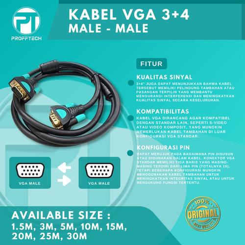 Jual Kabel Vga 5 Meter Premium. (Original ProffTech). Garansi 2 Thn. - 5 Meter - Jakarta Pusat ...