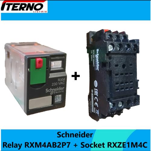 Jual RXM4AB2P7 220VAC Relay Schneider Socket RXZE1M4C Setara MY4N 14 Kaki - Relay - Kota ...