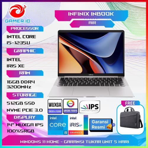 Promo INFINIX INBOOK AIR I5 1235U RAM 16GB SSD 512GB W11 14" WUXGA IPS ...