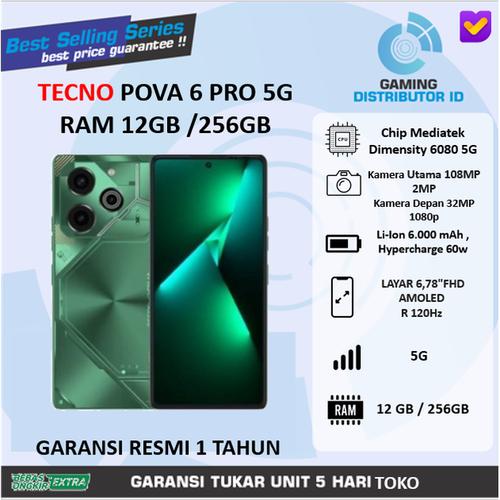 Promo TECNO Pova 6 Pro 5g Ram 12Gb 256Gb Garansi Resmi Tecno Indonesia - GREEN Cicil 0% 3x ...