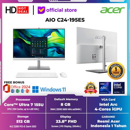 Promo ACER PC ALL IN ONE AIO C24-195ES CORE ULTRA 7-155U 8GB 512GB W11 ...